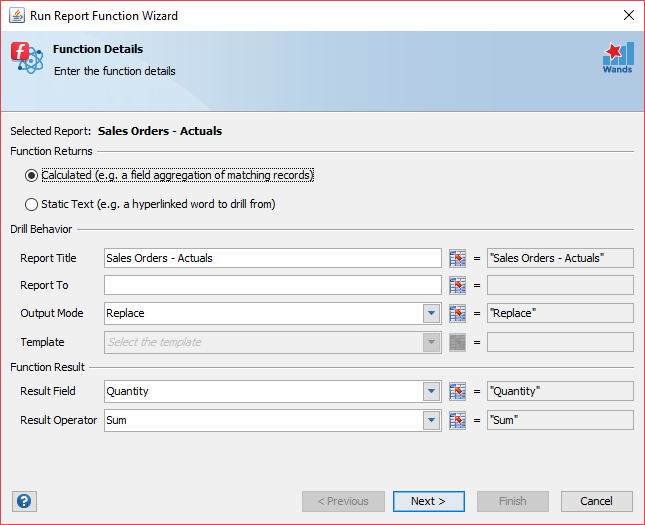 Modify a Run Report Function – Wands for SAP