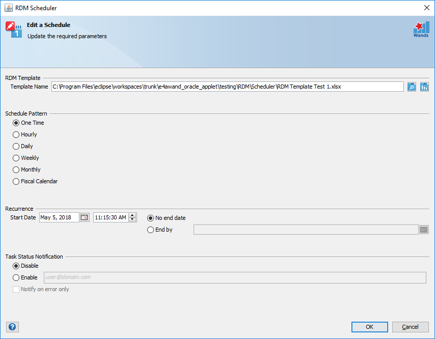 Create Schedule – Wands for SAP