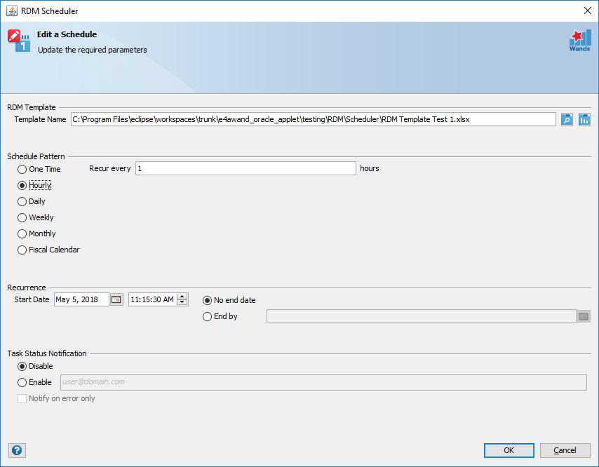 Create Schedule – Wands for SAP
